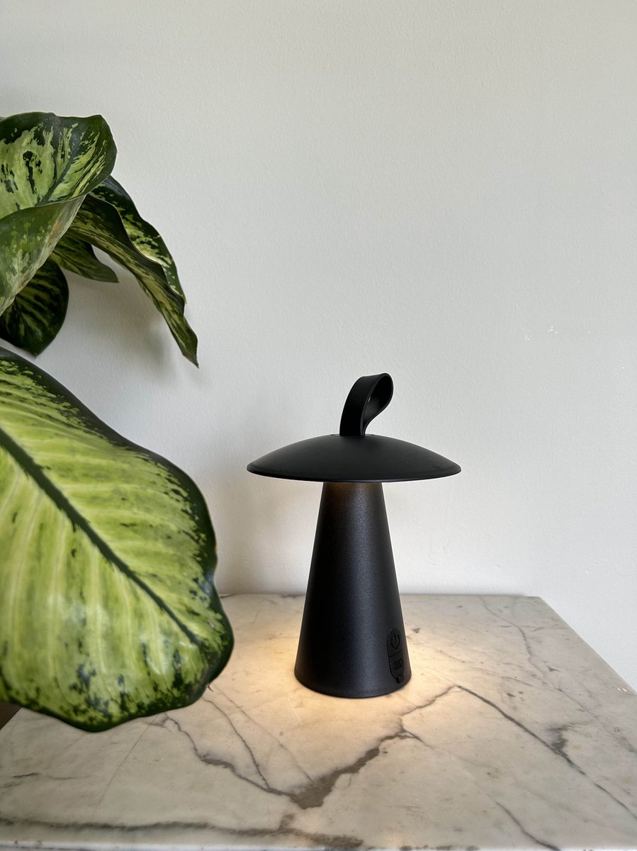 TAVELL – Tafellamp Loren – Zwart – Dimbaar, Draadloos & USB – Touch ...