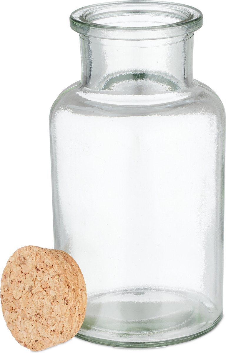 Relaxdays set van 14 kruidenpotjes - glazen potjes - kurken dop - 250 ...