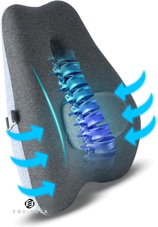 Equivera Ergonomisch traagschuim rugkussen voor bureaustoel ...