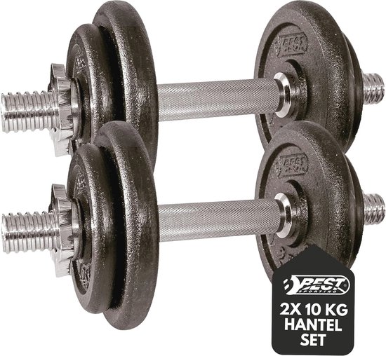 Verstelbare Halterset 2 x 10 kg - Gietijzer Dumbbell-set voor Thuis ...