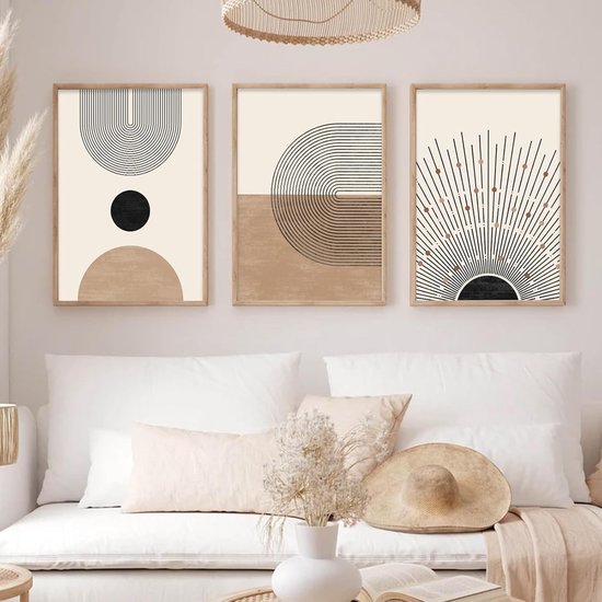 Set van 3 Moderne Abstracte Kunst Posters voor Woonkamer en Slaapkamer ...
