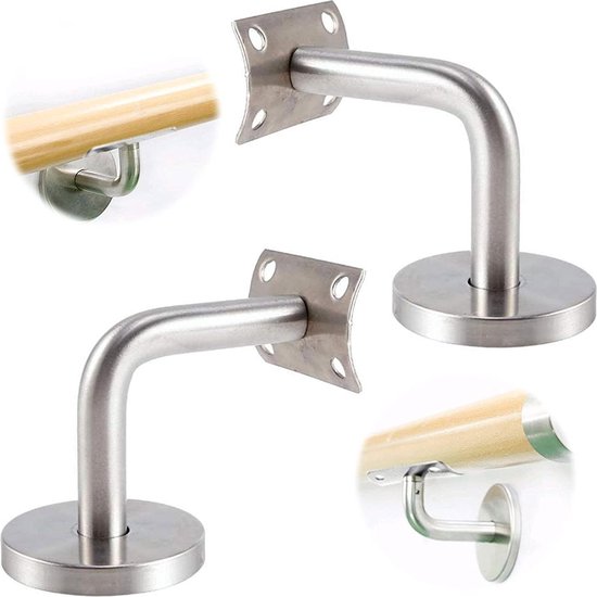 Stainless Steel Stair Rail Holders - Wall Handrail Mount for Hallway ...