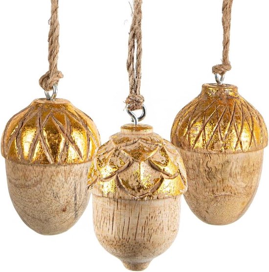 Kerstdecoratie Houten Kersthangers - Eikels - Geschikt voor sfeervolle ...