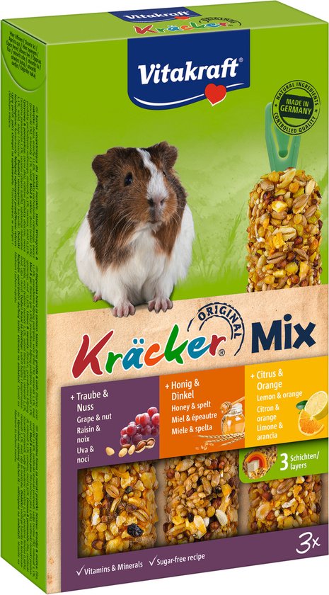 Vitakraft Cavia Kracker 3in1 Honing&Popcorn&Active | bol