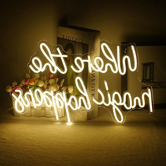 Neon Signs Led White Word Light Up Borden voor Muur - USB Aangedreven ...