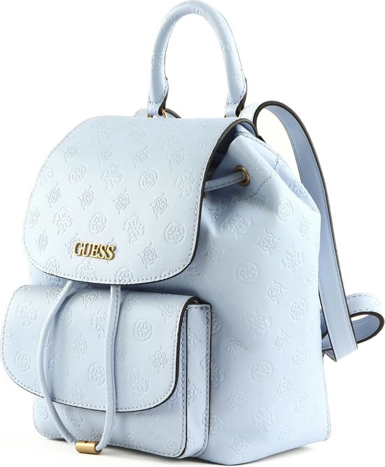 GUESS Rugzak Geva Flap Backpack Ice Blue Logo Lichtblauw | bol