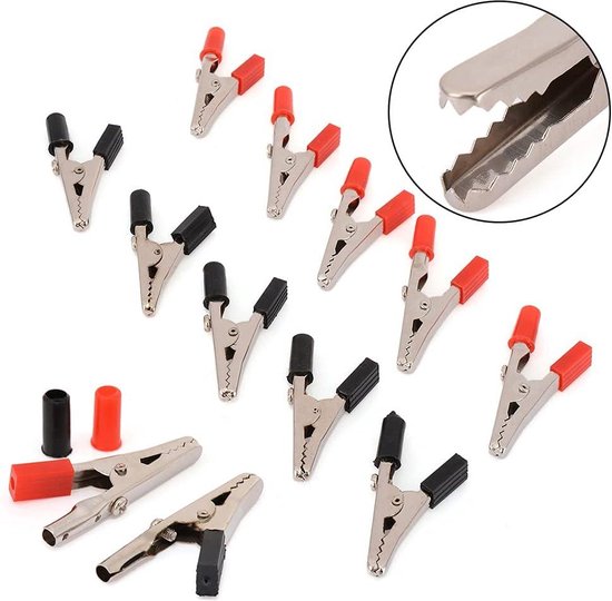 10 Pair Insulated Crocodile Clips 10A Electrical Clip Assortment Metal ...