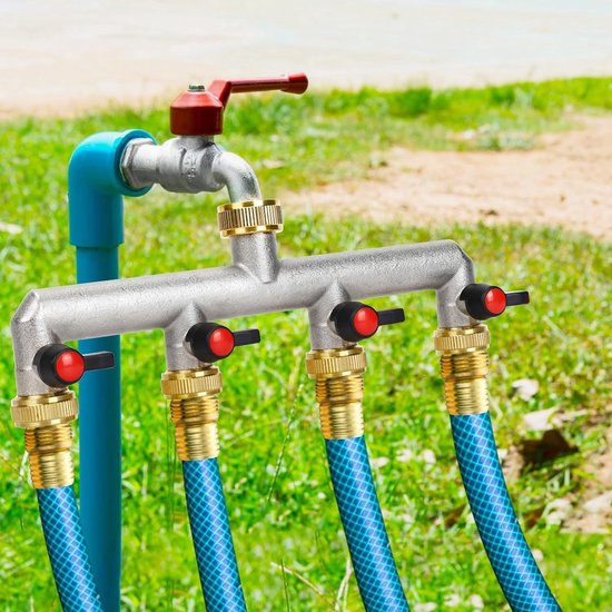 4-weg kraanwaterverdeler, 4-weg verdeler water 3/4 inch messing wateraansluiting... | bol