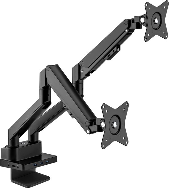 MH Aluminum Gas Spring Dual Monitor Desk Mount with 8-in-1 Docking ...