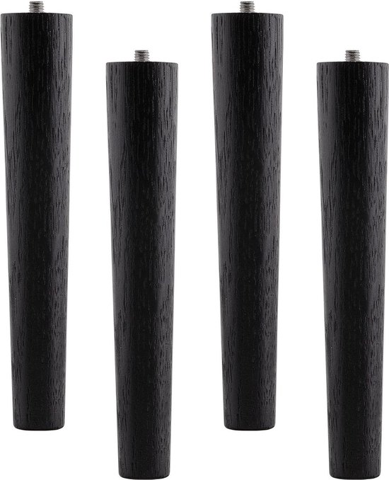 Meubelpoten eiken zwart - Set van 4 - H 200 mm/conisch Ø 35/25 mm - met ...