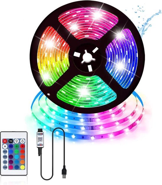 LED strip- 5 meter RGB verlichting met afstandsbediening voor feesten ...