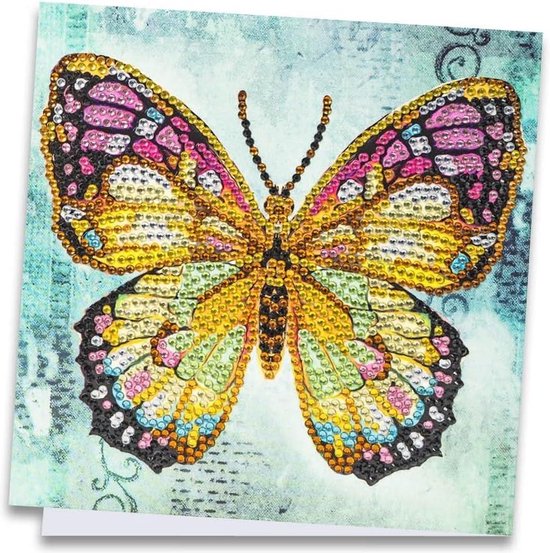 Diamond Painting wenskaart - vlinder - strass editie - 16 x 16 cm ...