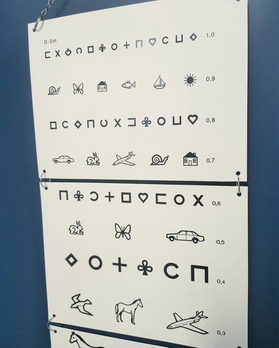 Visuskaart met plaatjes voor kinderen - Opvouwbare oogtestkaart ...