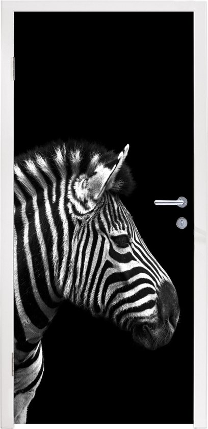 Deursticker Zebra - Zwart - Wit - Portret - Dieren - 75x205 cm - Deurposter | bol.com