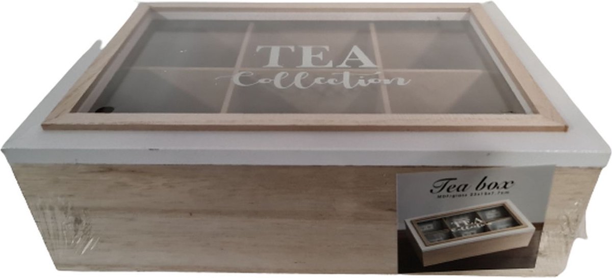 Theedoos met tekst ' KATOOTJE '- Wit / Bruin - Hout - 23 x 15 x 7 cm ...