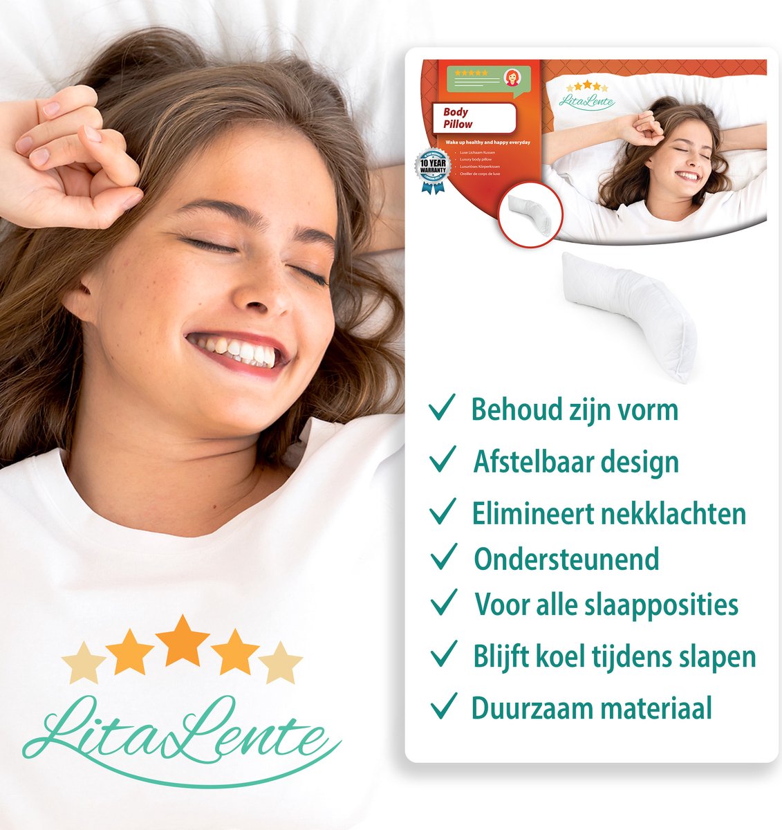 Ergonomisch Lichaamskussen - Zwangerschapskussen - body pillow ...