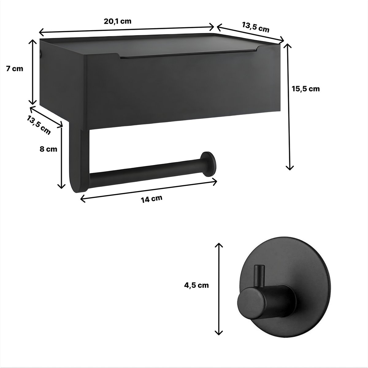 SHATY® WC rolhouder met opbergvak - Toiletrolhouder - Bakje - Zonder ...