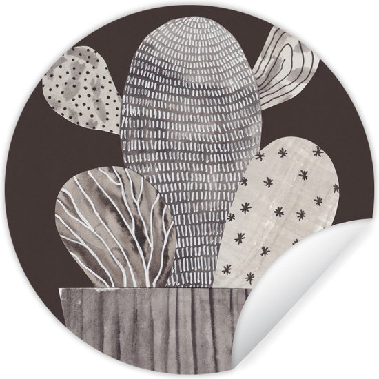 WallCircle - Muurstickers - Behangcirkel - Cactus - Plant - Stippen - Strepen - ⌀ 30... | bol