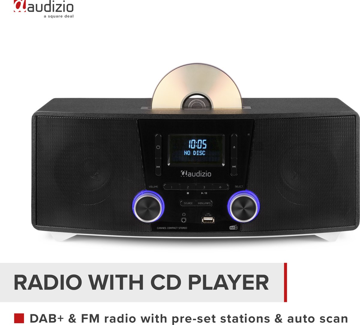 DAB radio met Bluetooth - Audizio Cannes - Stereo FM & DAB radio met cd speler en mp3... | bol