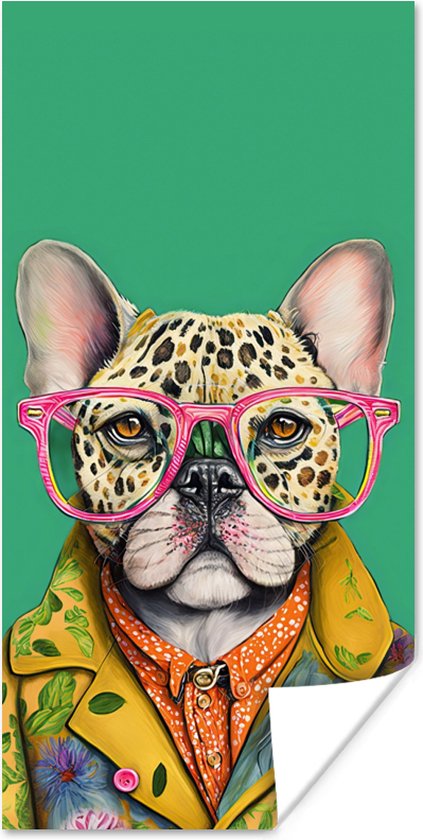 Poster Bulldog - Bril - Design - Hond - Dieren - 60x120 cm | bol
