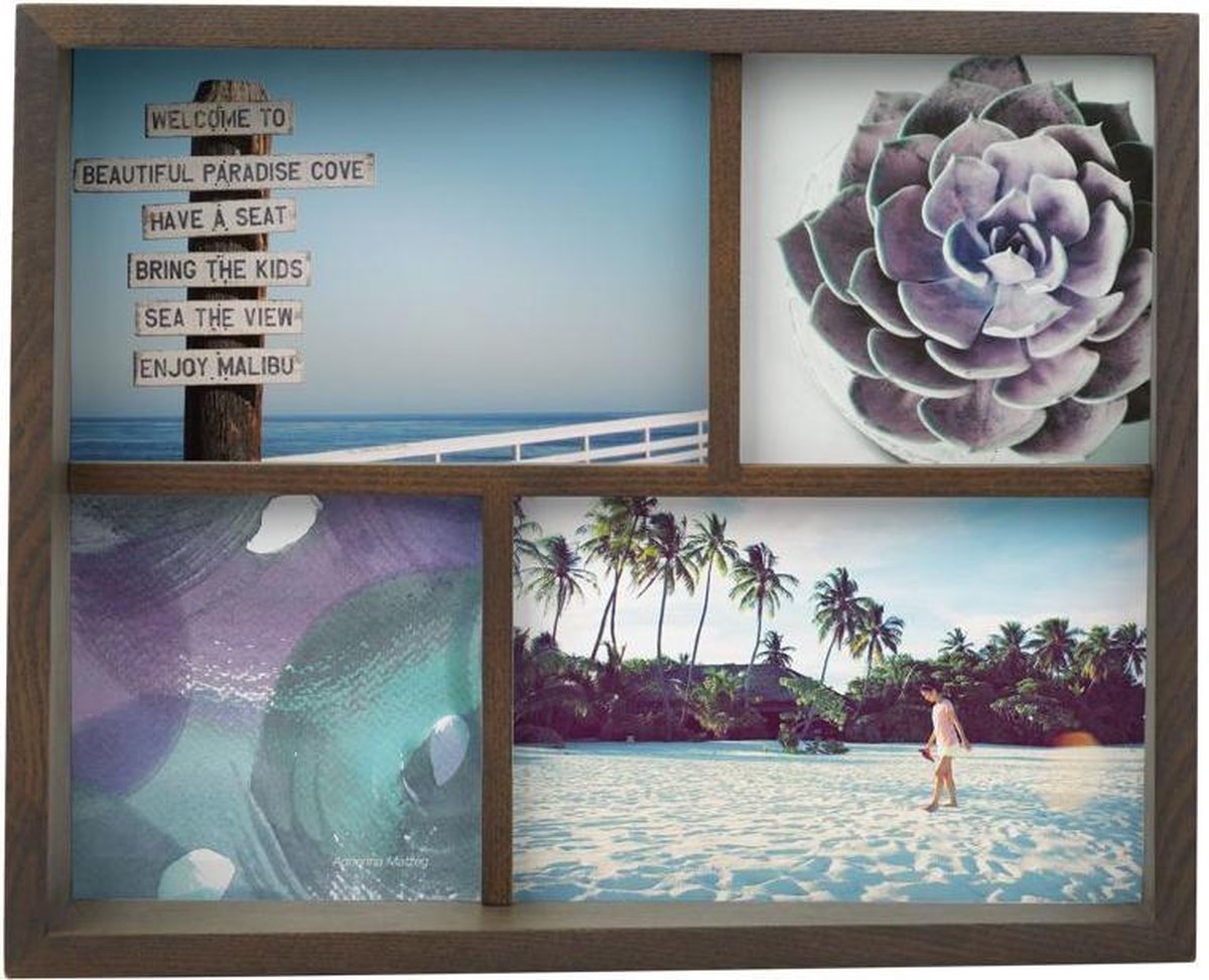 Umbra houten multi fotokader voor 4 foto's Edge - Kleur - Walnoot | bol.com
