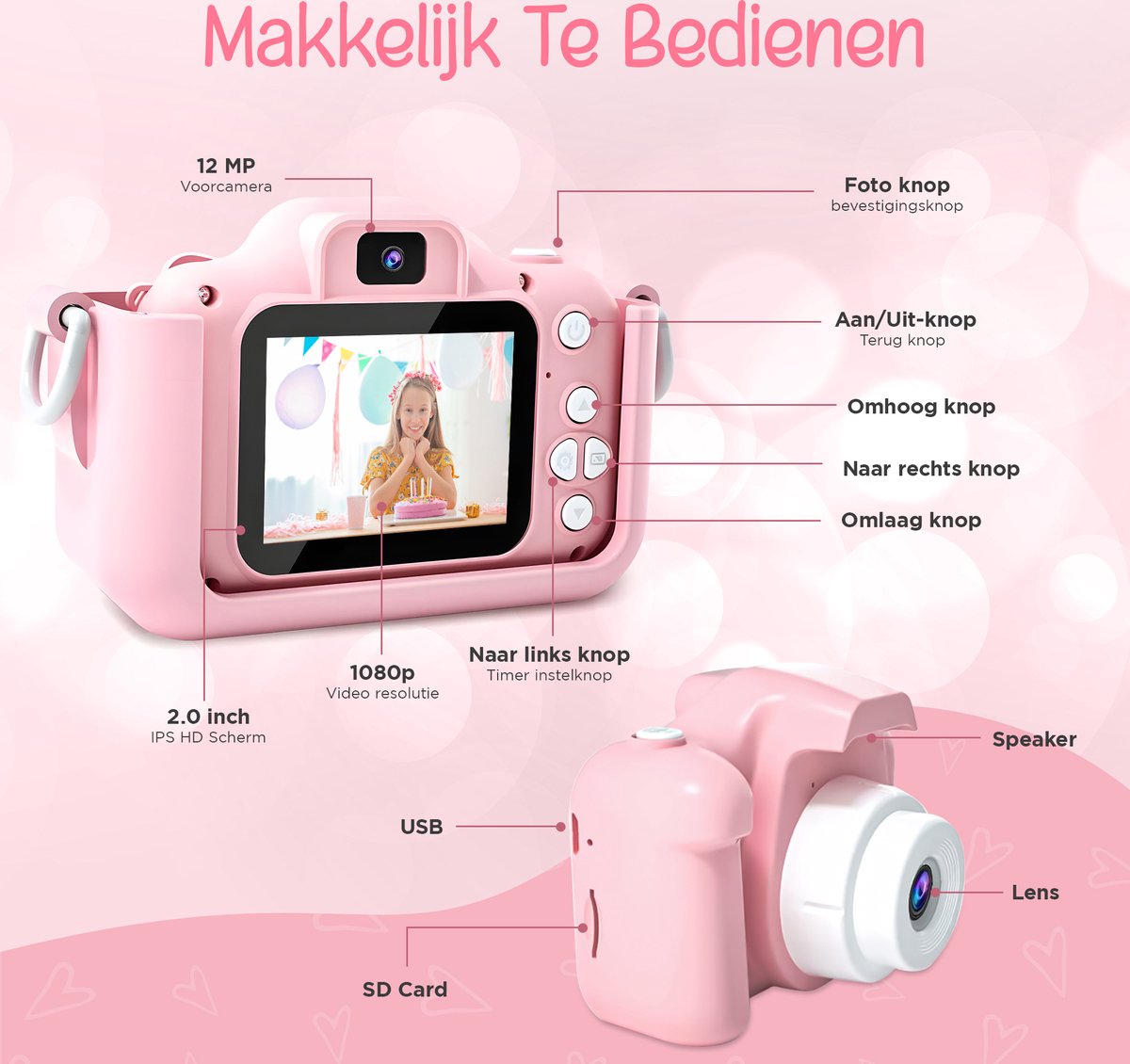 Allkinds Digitale Kindercamera - 10 x 6 x 5,5 cm - Met 32GB Micro SD ...