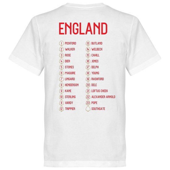Engeland WK 2018 Squad T-Shirt - Wit - XXXXL | bol