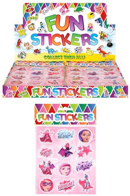 120 Stuks - Fun Stickers - Model Super Girls - In Display - Sticker ...