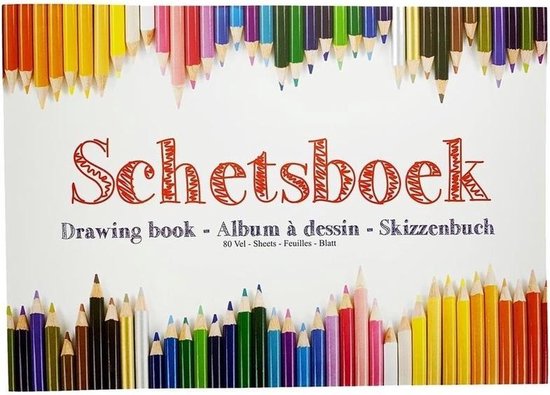Schetsboek/tekenboek wit papier A4 incl 20 viltstiften superpunt ...