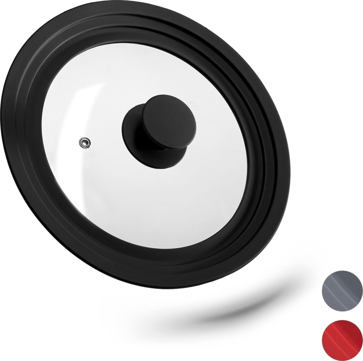 Relaxdays glazen deksel - universeel - pannendeksel - met siliconen rand - voor pannen... | bol.com