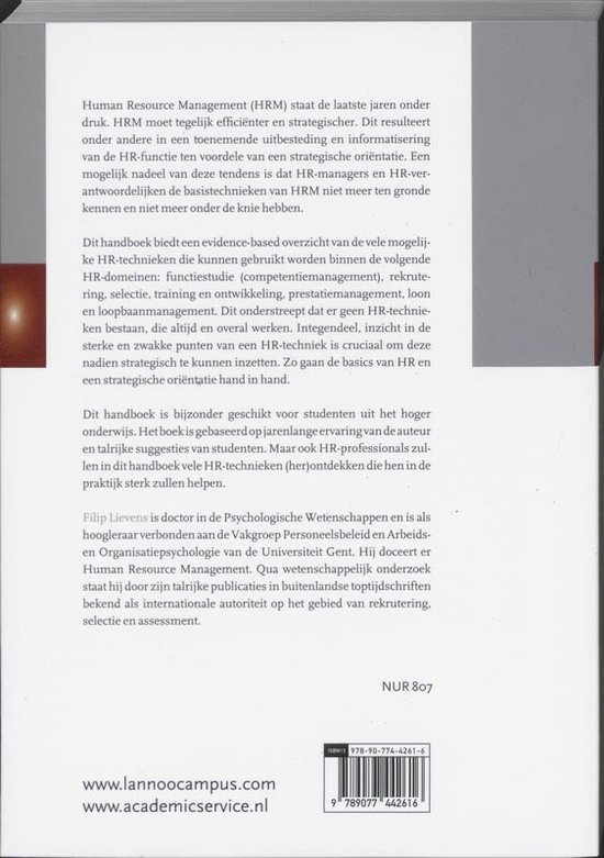 Handboek human resource management | 9789077442616 | F. Lievens ...