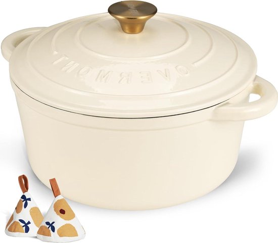 Gietijzeren braadpan van emaille 26 cm - Voor oven - Met deksel en ...