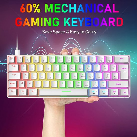 Mini 60% Mechanisch Gaming-Toetsenbord - UK Layout - RGB Chroma LED ...