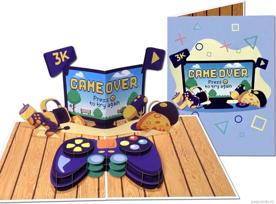 Popcards pop-up kaarten – Computerspel Game Over Nintendo Console ...