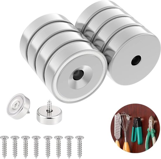 Neodymium-magneten extra sterk, 8 stuks ronde neodymium-magneten 20 x 6 ...