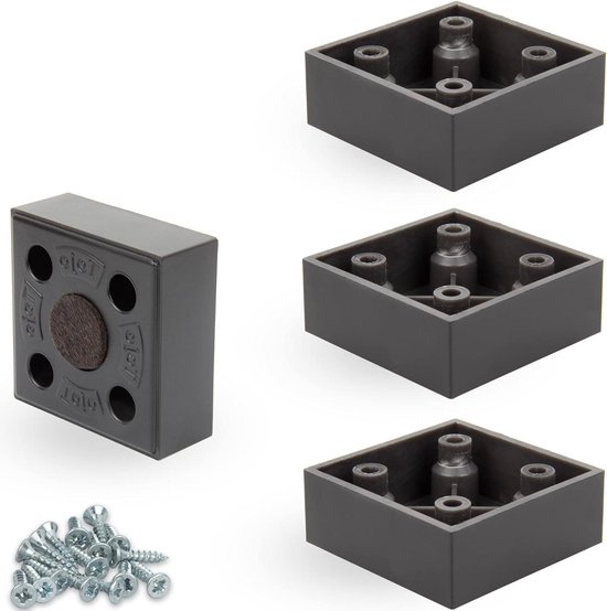 Tafelpoot Verhoger 2cm hoog - Cuba Meubelpoten zwart vierkant set van 4 ...