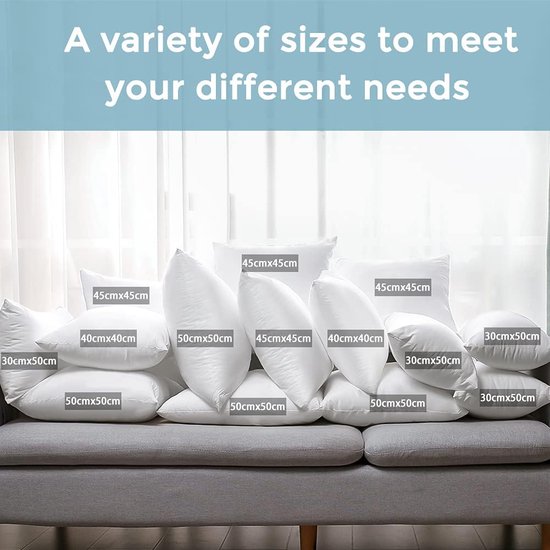 Set van 4 kussenvulling, 45 x 45 cm, binnenkussen, sierkussen ...