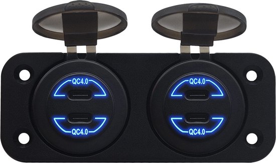 ProRide 12V USB C Autolader 4 Poorten Inbouw - 30W - QC4.0 - USB ...