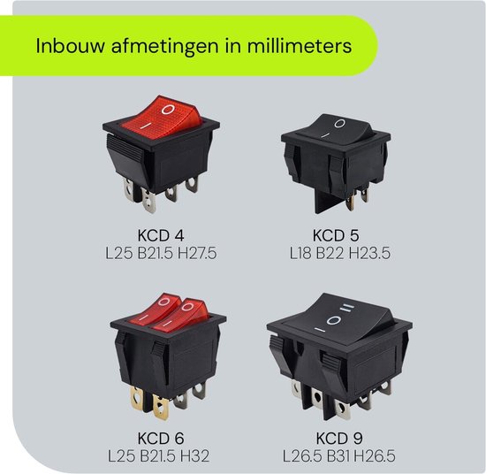 ProRide Dubbele Wipschakelaar ON-OFF KCD6-202 - met Zwart Beschermkapje ...