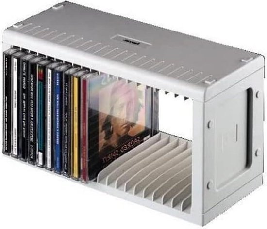 CD Rom Rack - Opbergen van 20 cd's en dvd's - Kunststof - Grijs | bol