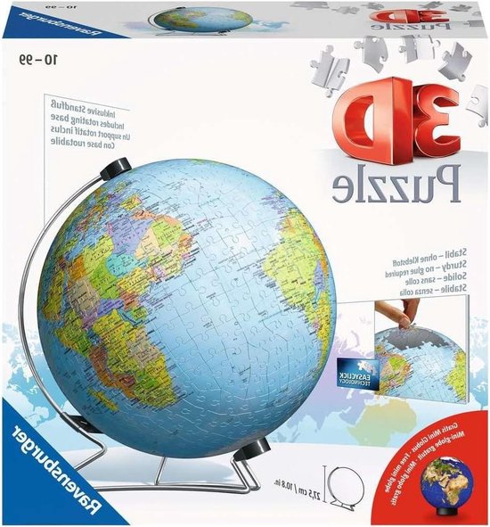 Wereldbol 3D Puzzel Vanaf 12 Jaar - Educatief Speelgoed | bol