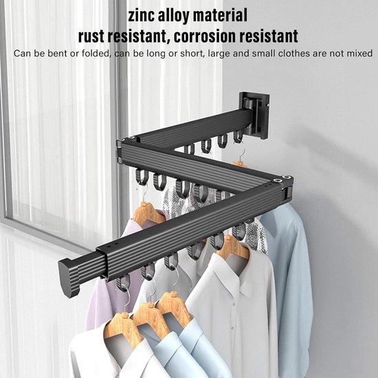 Opvouwbaar wasrek - inclusief 3 wandmontage - groot draagvermogen ...