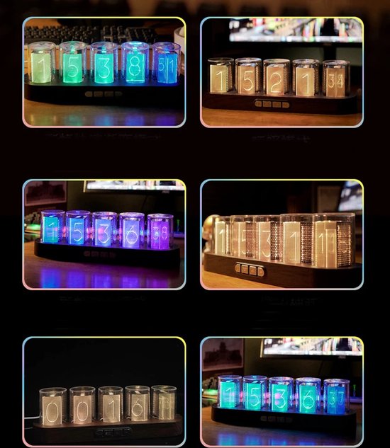 OmegaUna Digitale Nixie Buisklok - RGB - Tube Klok - Led Klok - USB-C ...