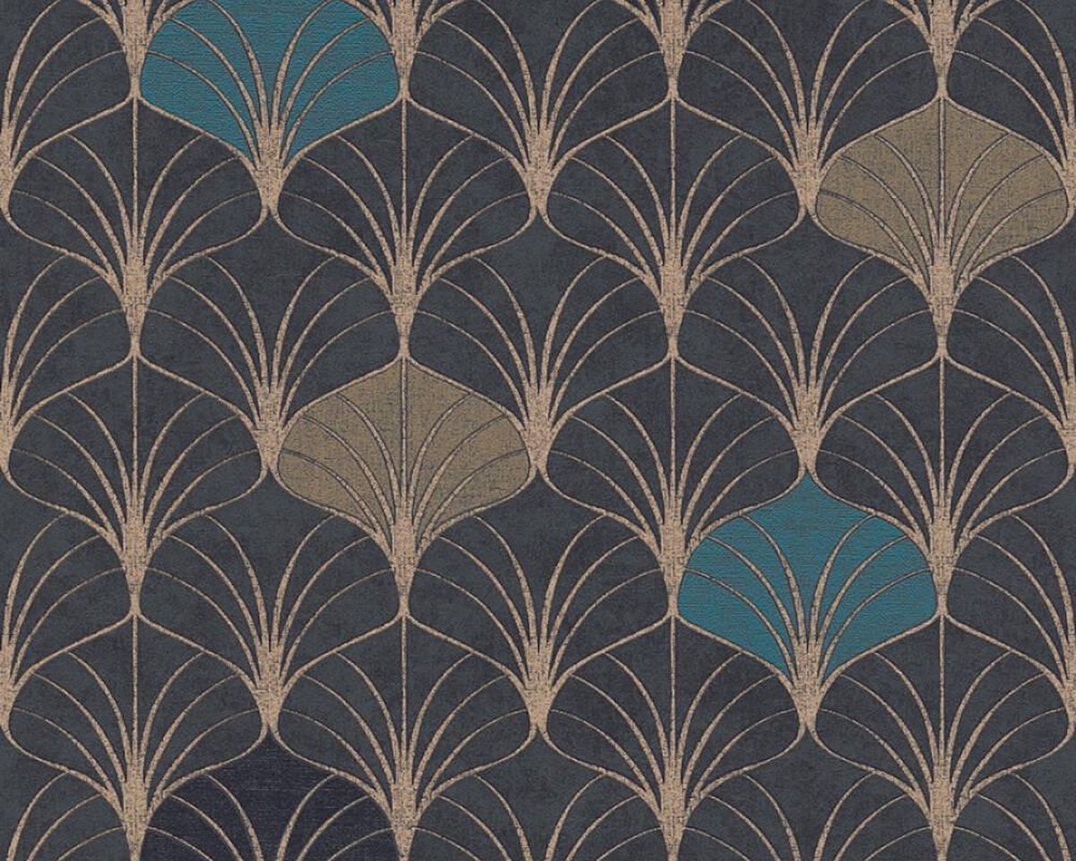 ART DECO BEHANG - Blauw Zwart Goud - AS Creation Pop Style | bol.com