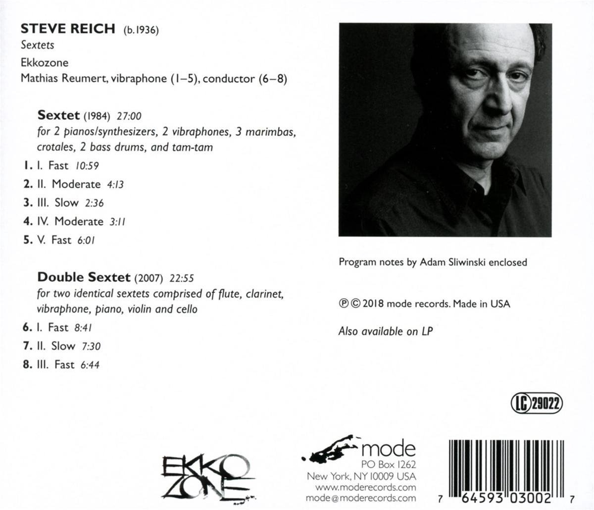 Reich: Sextet / Double Sextet, Mathias Reumert | CD (album) | Muziek ...