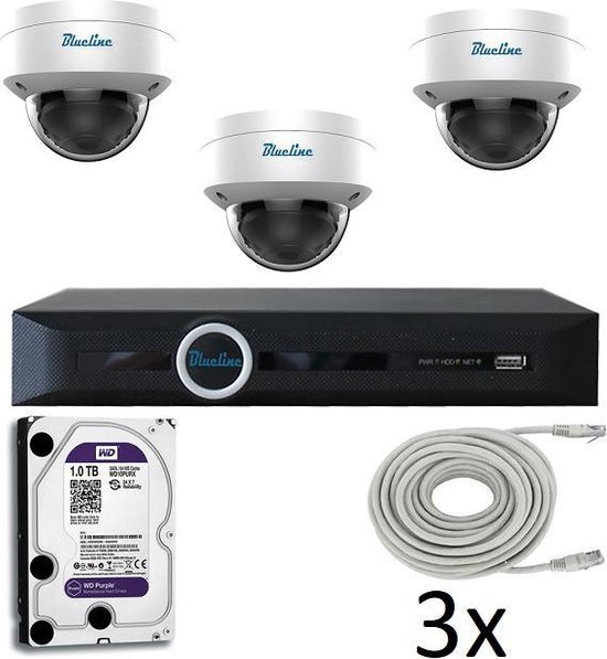 Tiandy, 2 MP, dome camera set, 3 camera's met geluid | bol