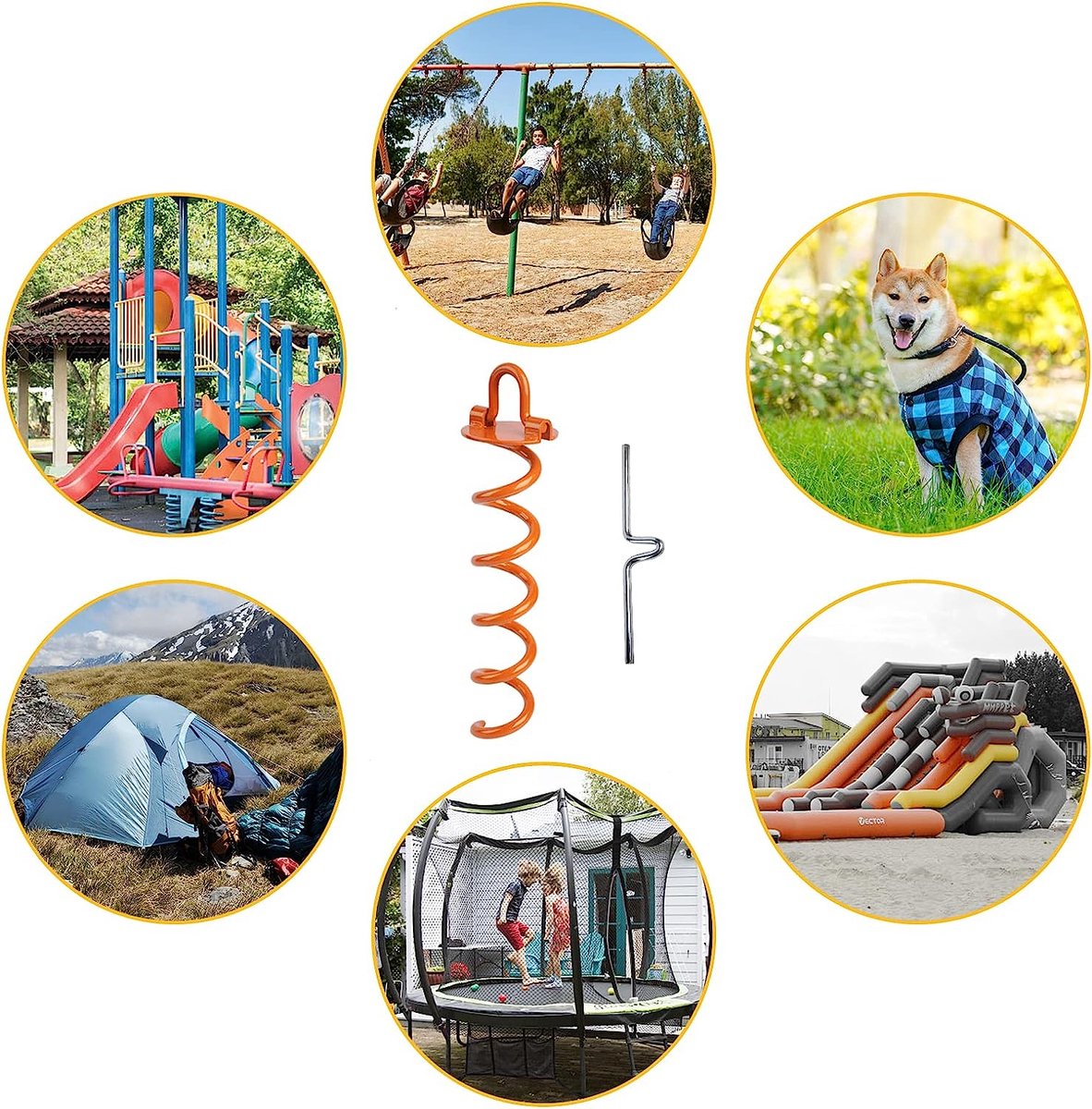 Vloerankers voor trampoline, tuinhuisje, schommels, 2 trampolines ...