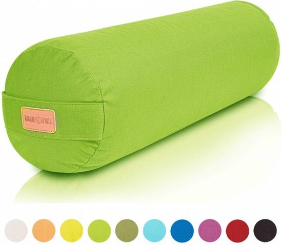 Gorilla Sports Yoga Bolster - Groen - 65 x 20 cm - Yoga kussen - Rond | bol.com
