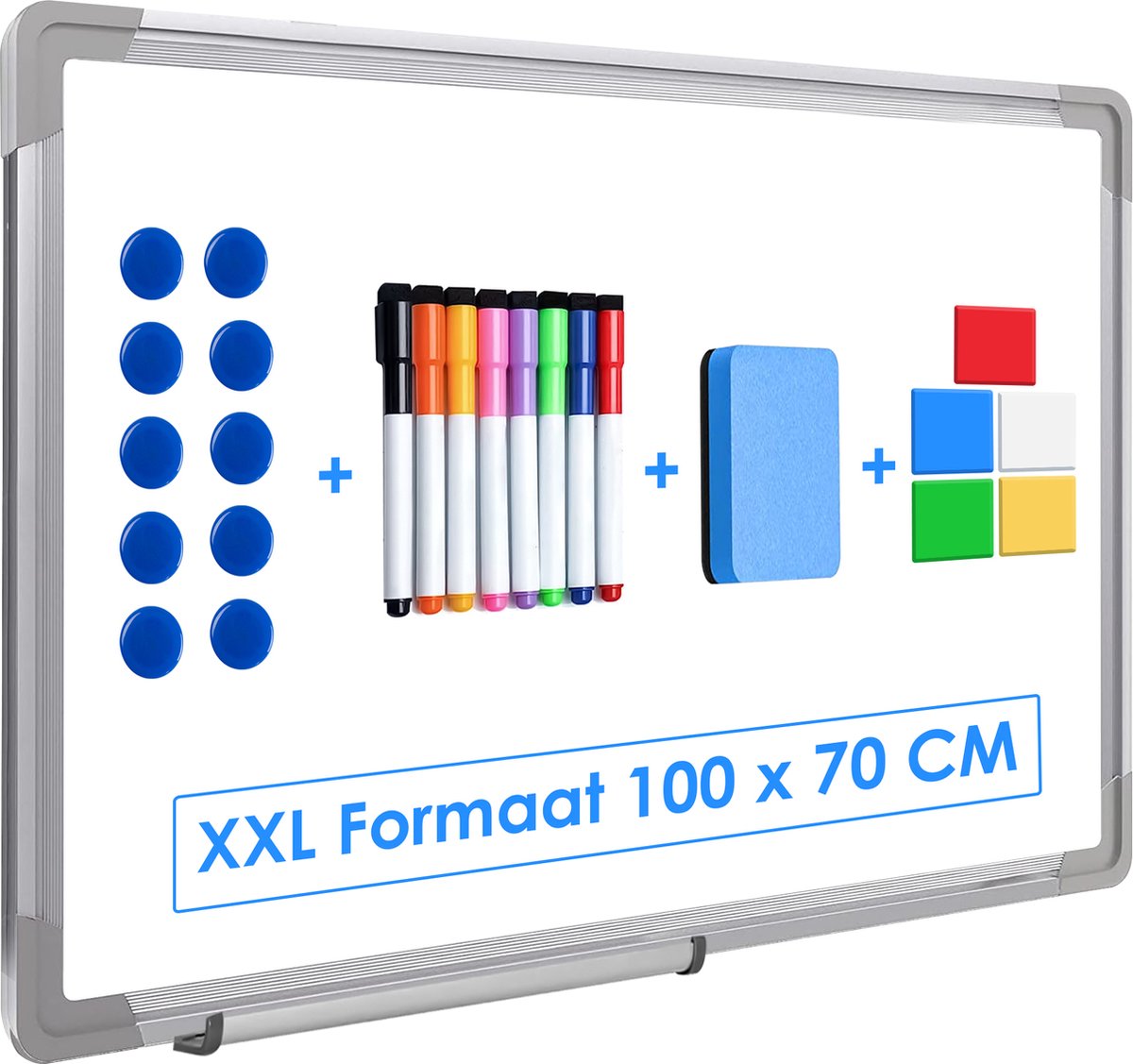 Duerté - Whiteboard XXL Magnetisch met Stiften - 100X70 CM inclusief ...