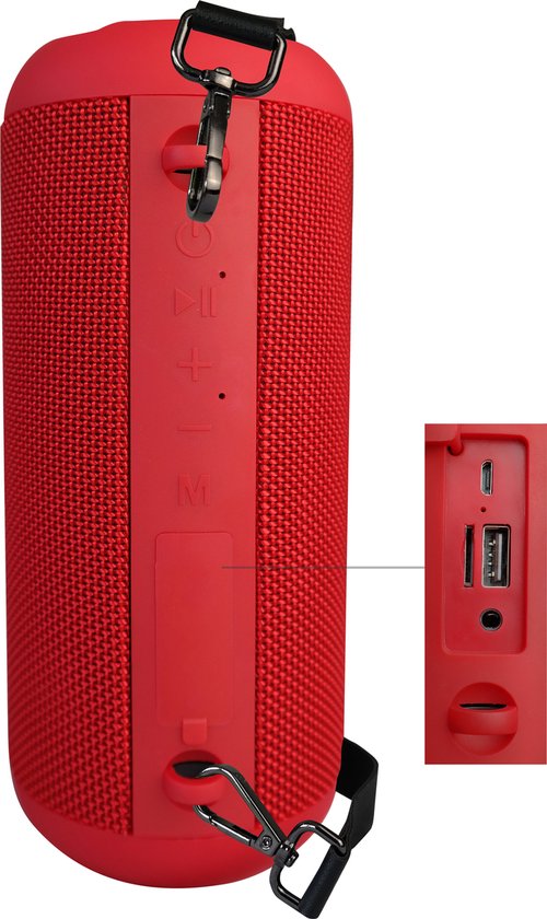 NJS 224 - Bluetooth speaker - Muziek box - Draadloos - 20 watt - Rood | bol